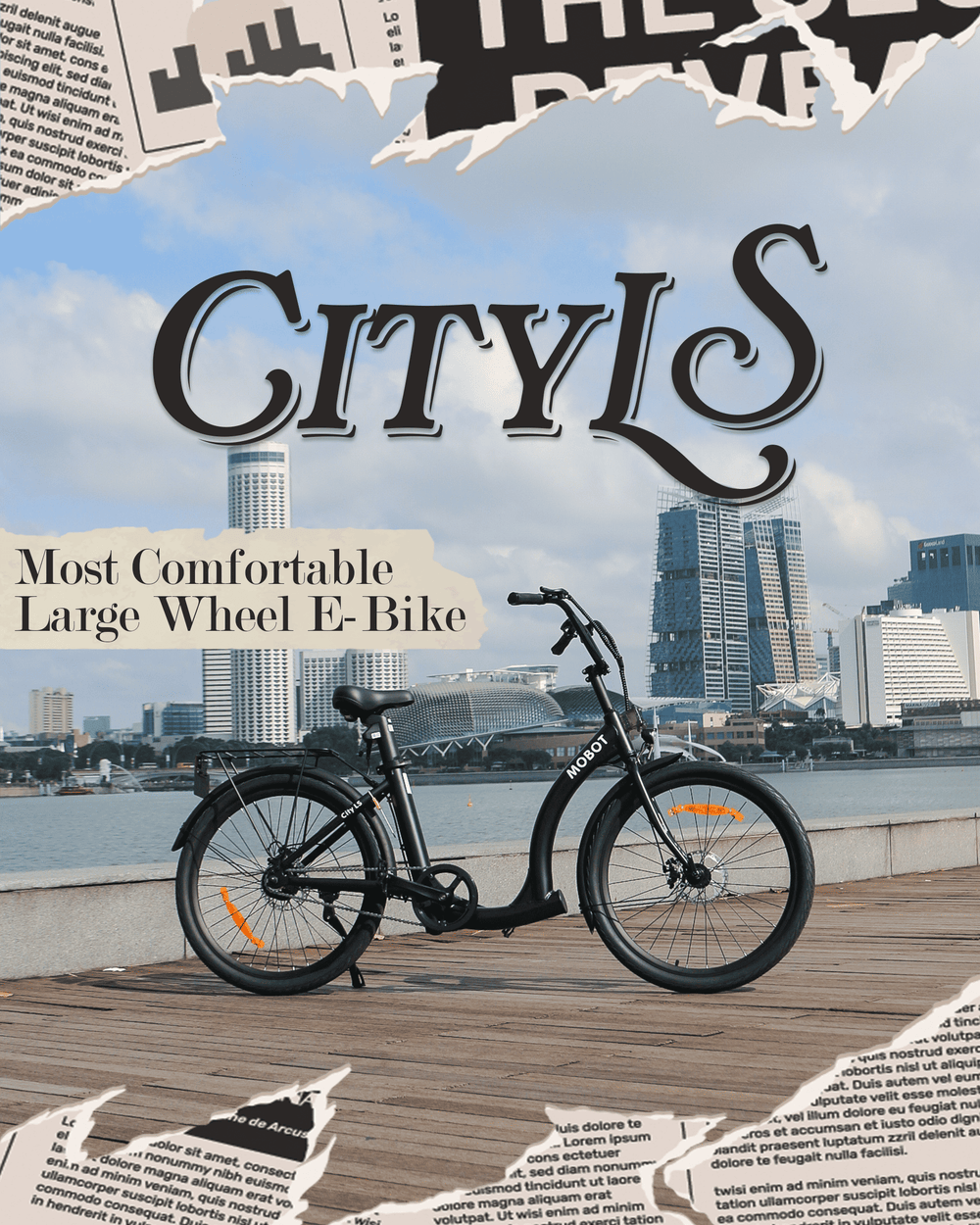 Largest Tyres Most Stable E-Bike in SG | MOBOT City LS Electric Bicycle